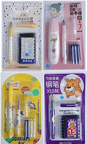 Rehan Shoppee Chren Brand Pack of 4 (4 Fountain pens 2 Erasable Pens 44 ...