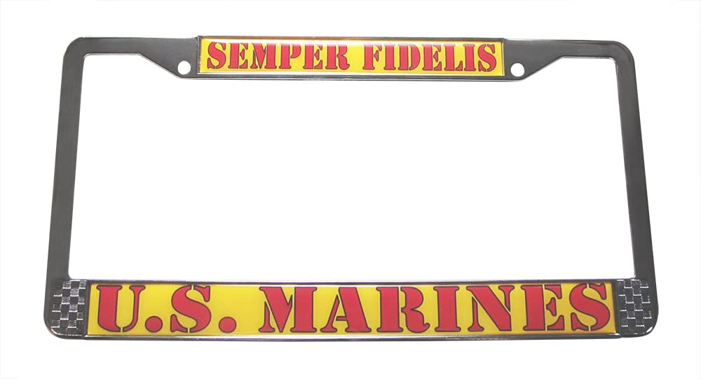 Amazon.com: US Marine Corps Semper Fidelis Auto License Plate Chrome ...