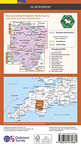 Dartmoor Map | Weatherproof | Dartmoor National Park | Ordnance Survey ...