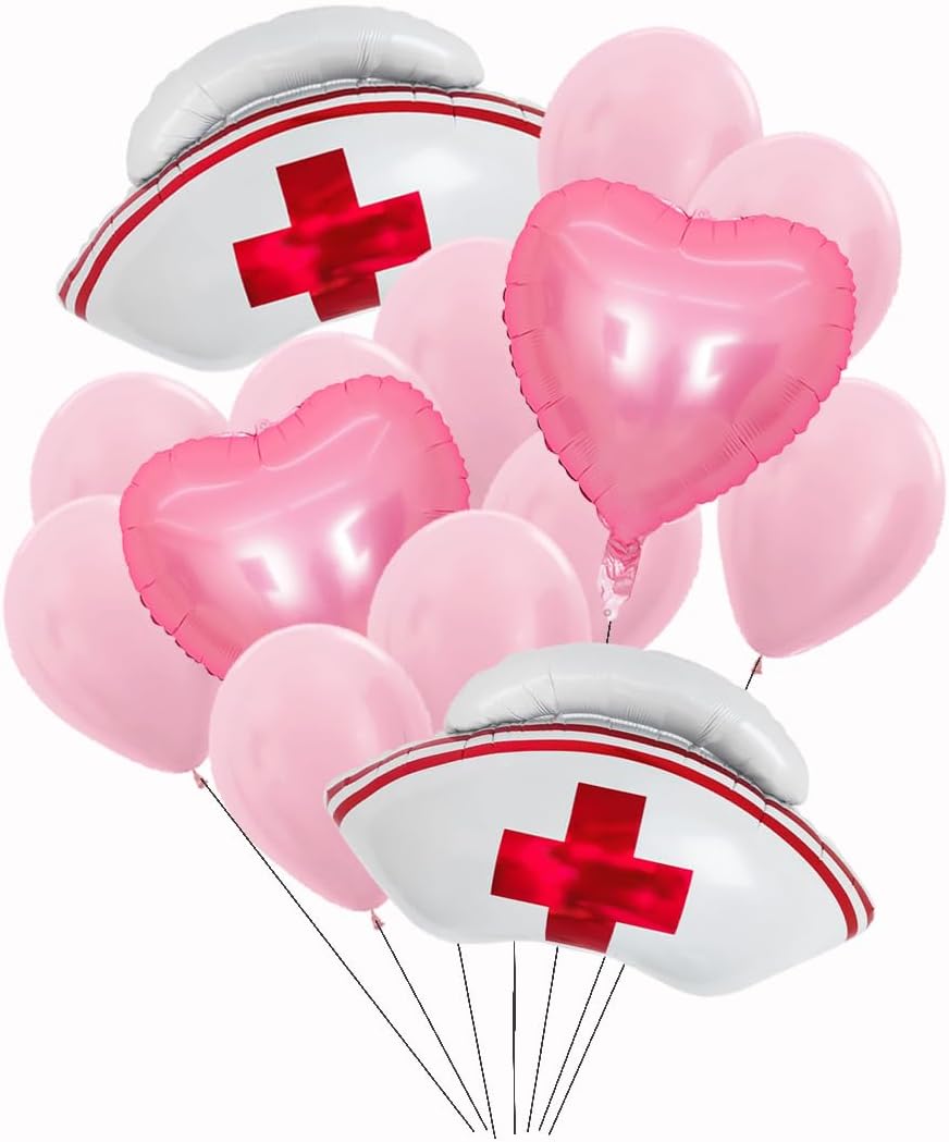Amazon.com: ScHaan 14pcs Nurse Cap & Heart Balloons, Nursing School ...