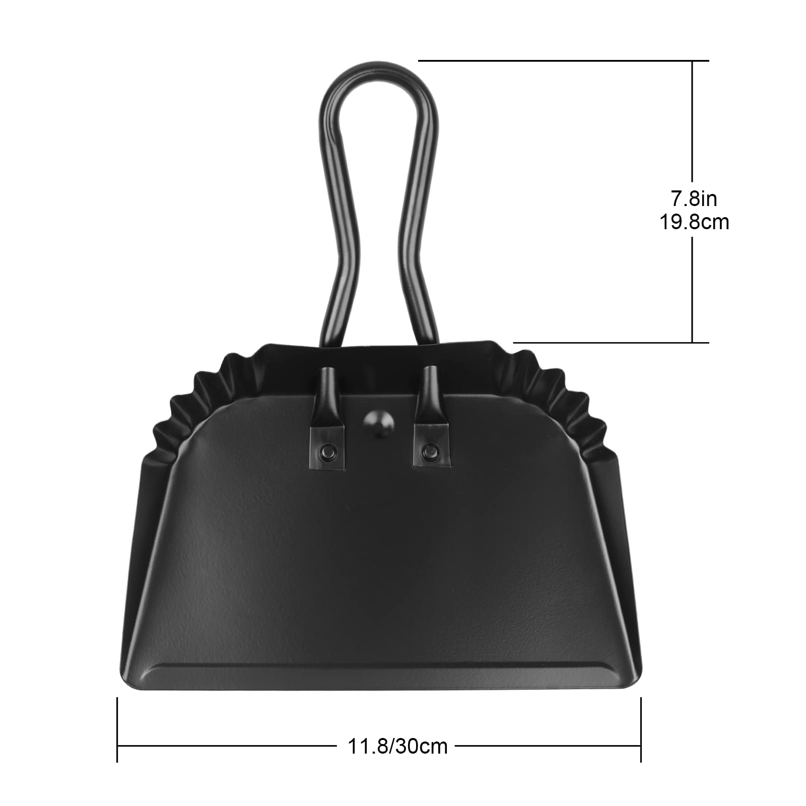 Snapklik.com : Heavy Duty Black Metal Dust Pan -Handheld Dustpan