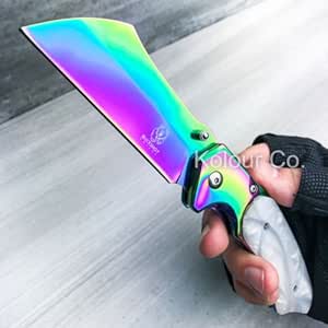 MOON KNIVES TACTICAL Spring Assisted Open Pocket Knife CLEAVER RAZOR ...