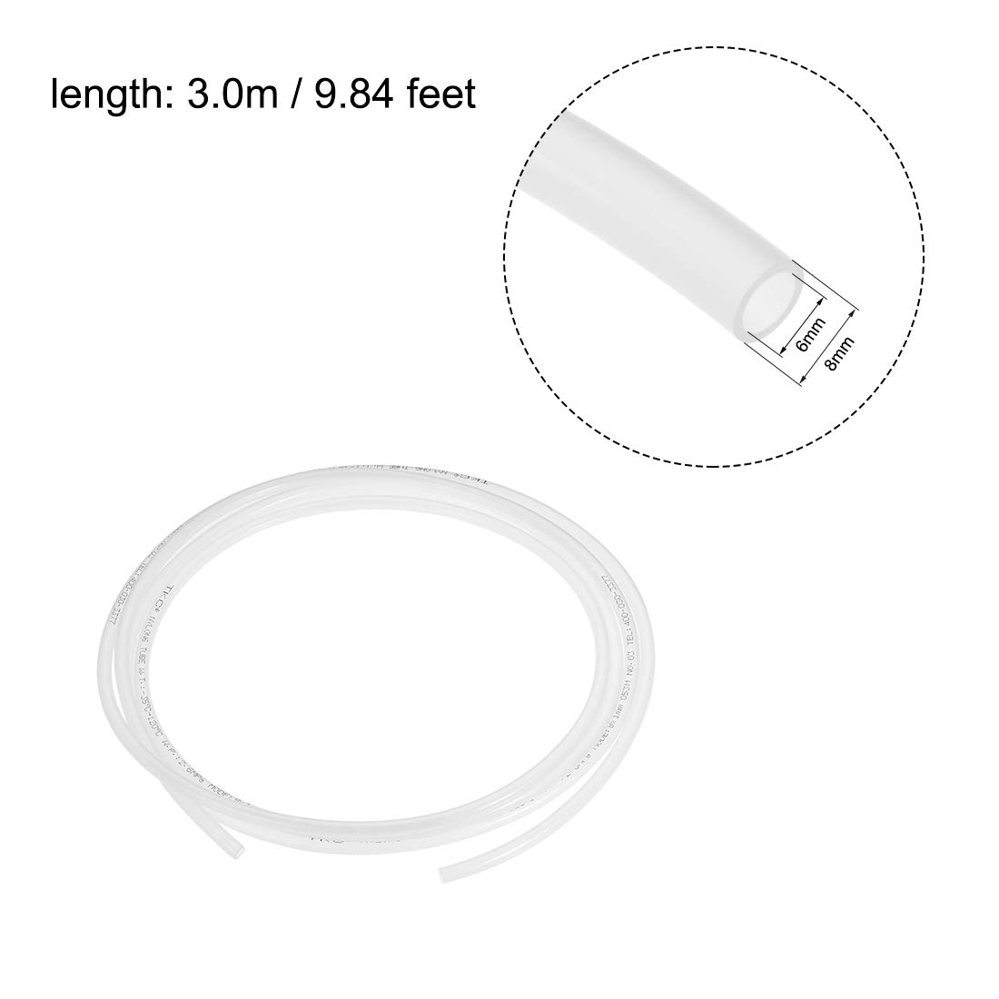 uxcell Nylon Line Hose Tube, 6mm(0.23") ID x 8mm(0.31") OD 3 Meter 9 ...