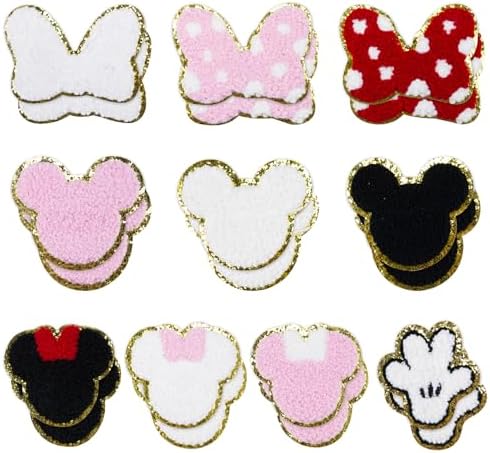 Amazon.com: 20Pcs Mouse Themed Patch, Pink Mouse Chenille Patches Gold ...