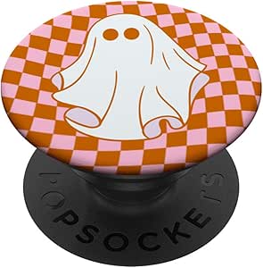 Amazon.com: Retro Groovy Checkered Checkerboard Ghost Halloween PopSockets Adhesive PopGrip ...