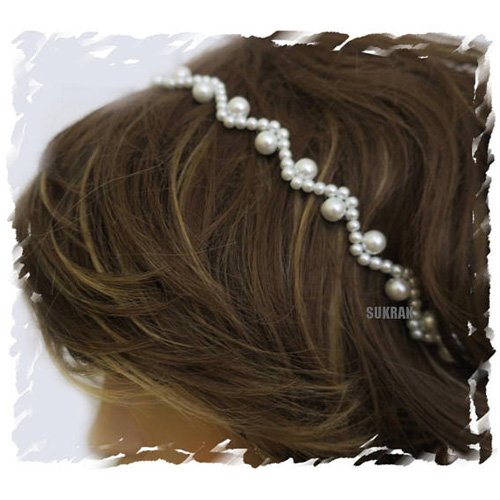 Amazon.com: Bridal Pearl Headband Thin Wedding Headband Simple Forehead ...