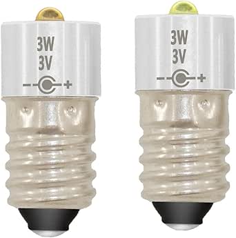 DERA 2pcs E10 Screw Led Bulb Light Upgrade Flashlight Bulbs 3W DC3v ...