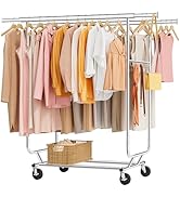 Amazon.com: Tajsoon Heavy Duty Clothes Rack with Shelf and Hooks ...