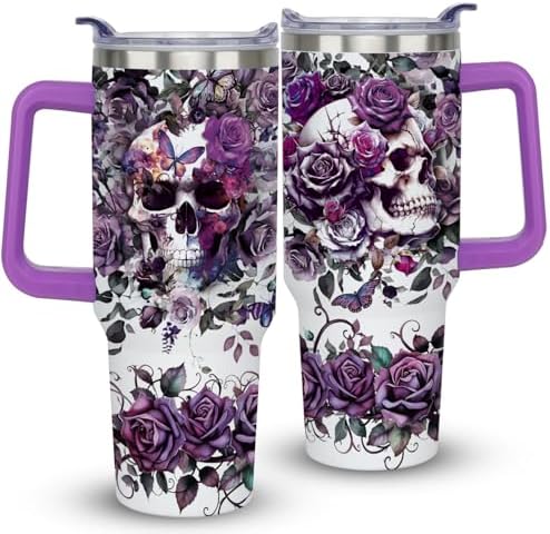 Amazon.com | Hqhzaha Skull Tumbler 40oz Spooky Skeleton Tumblers with ...