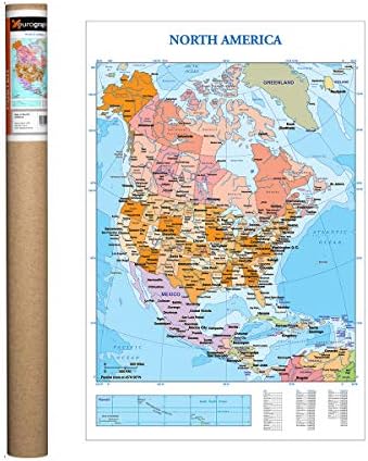 Amazon.com: EuroGraphics Map of North America Poster, 36 x 24 inch ...
