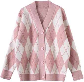 CORIRESHA Women's Fall Checkered Long Sleeve Cardigan Sweet Cute Cozy ...