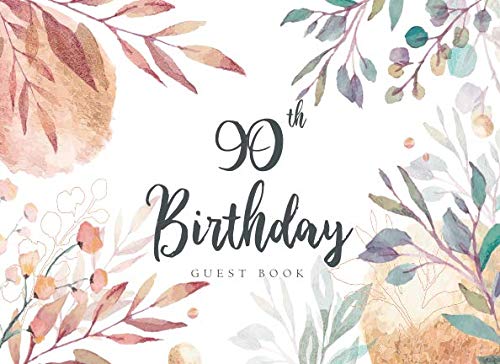 90th Birthday Guest Book Elegant Watercolor Best Wishes Celebrating