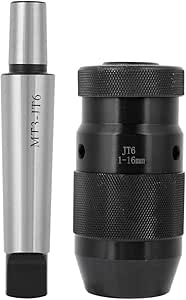 Self-Locking Chuck, JT6 1-16mm Keyless Chuck, Self-Tightening Chuck, MT3-JT6 Adapter, for ...