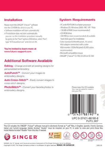 SINGER | Futura HyperFont Software for CE-150 and CE-250 Embroidery ...