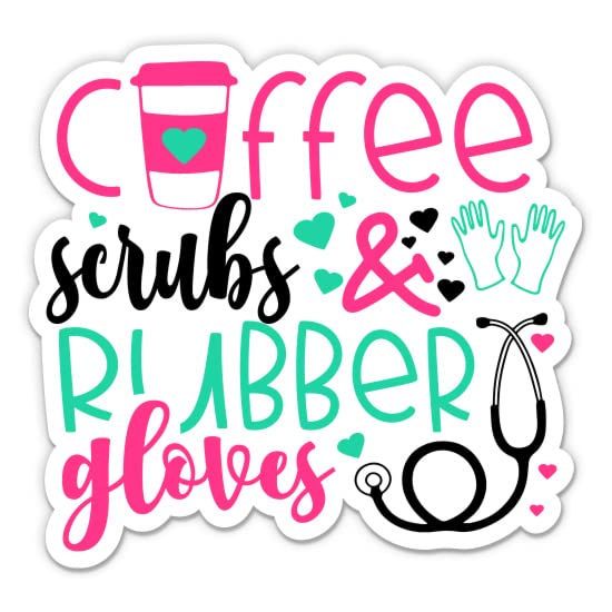 Amazon.com: Coffee Scrubs and Rubber Gloves Stickers - 2 Pack ...