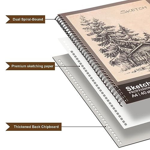 Snapklik.com : 8.5 X 11.7 Inches Sketchbook, 5 Pack, 40-Sheets, 68lb ...