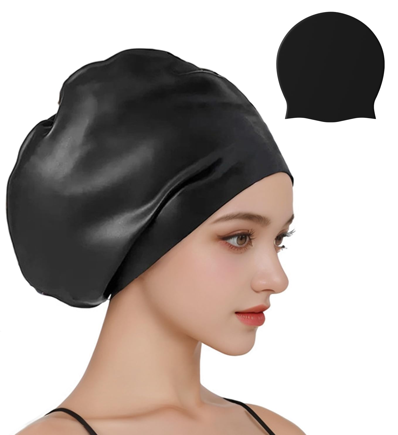 Long Hair Swim Cap,Waterproof and Durable Silicone Swim Cap,Extra Large ...