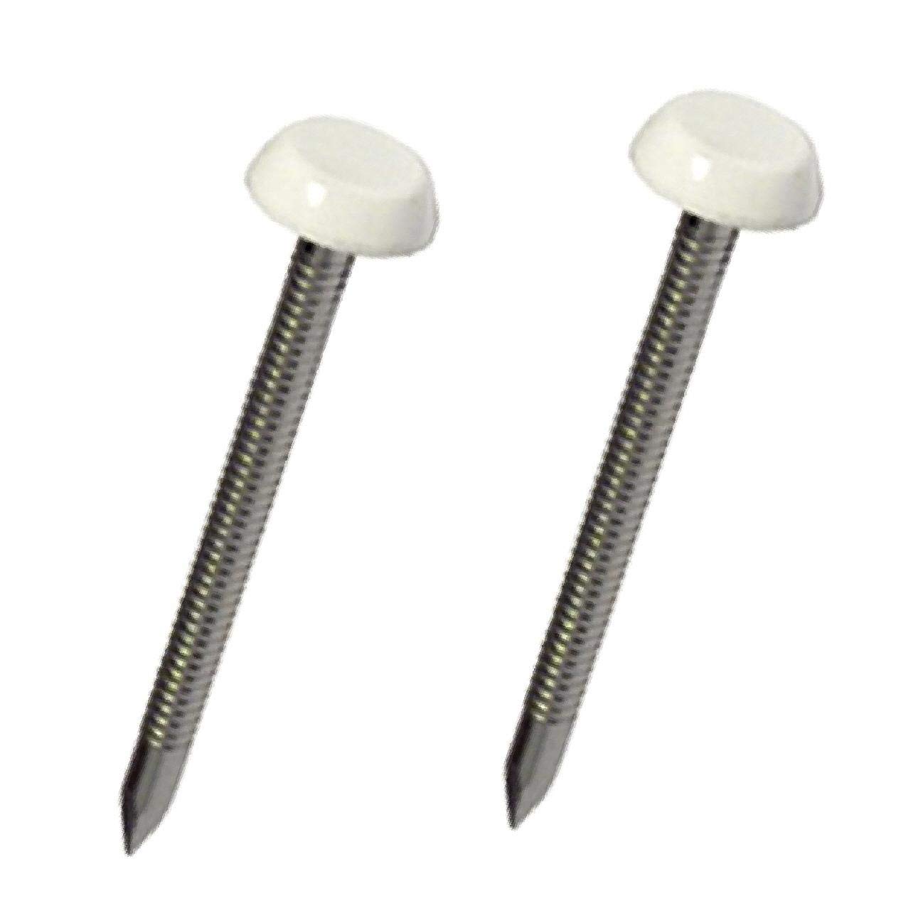 25 x Large White 50mm UPVC Poly Top Pins Nails Plastic Headed Fascia ...