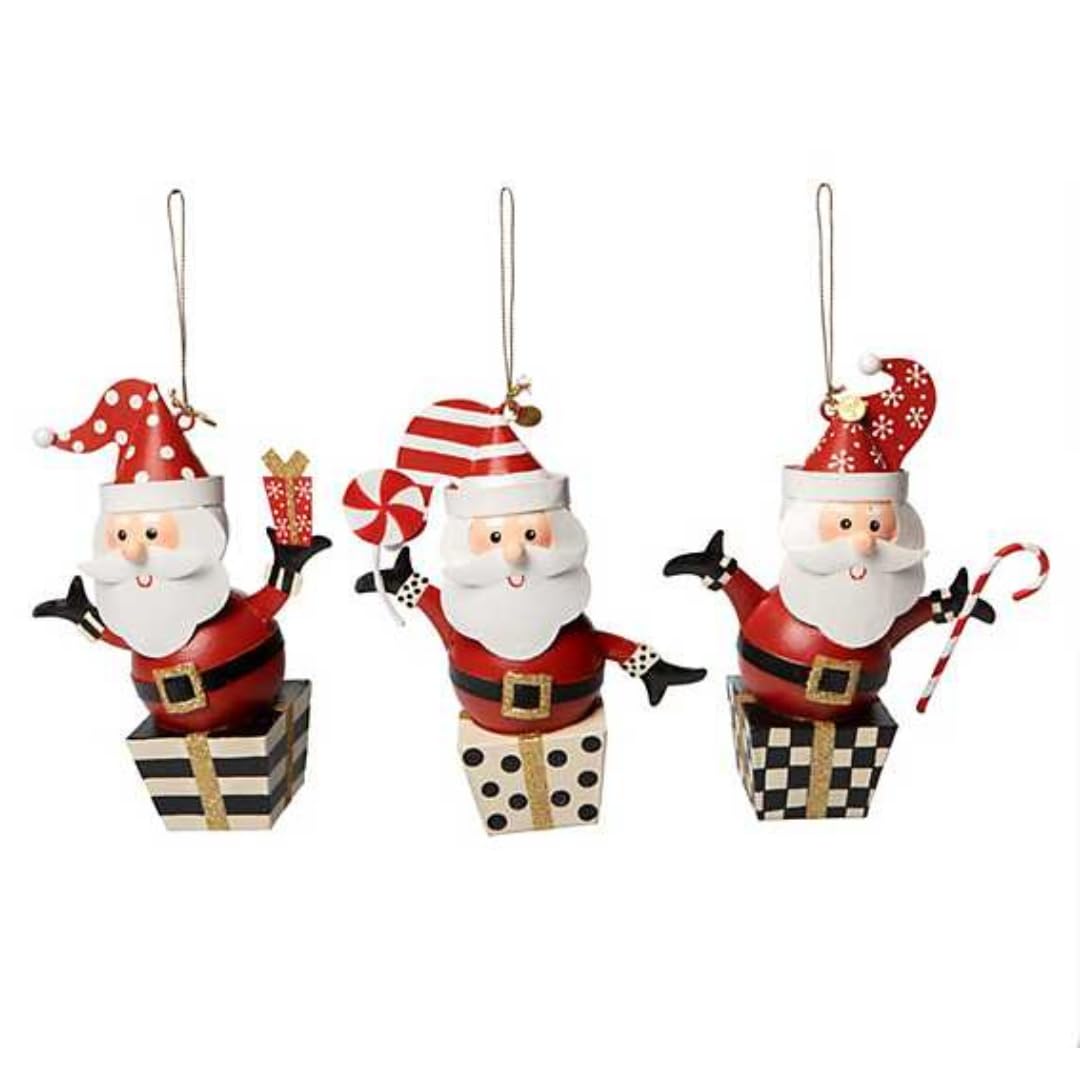 Amazon.com: Mackenzie Childs Courtly Check Checkmate Gift Box Santa ...