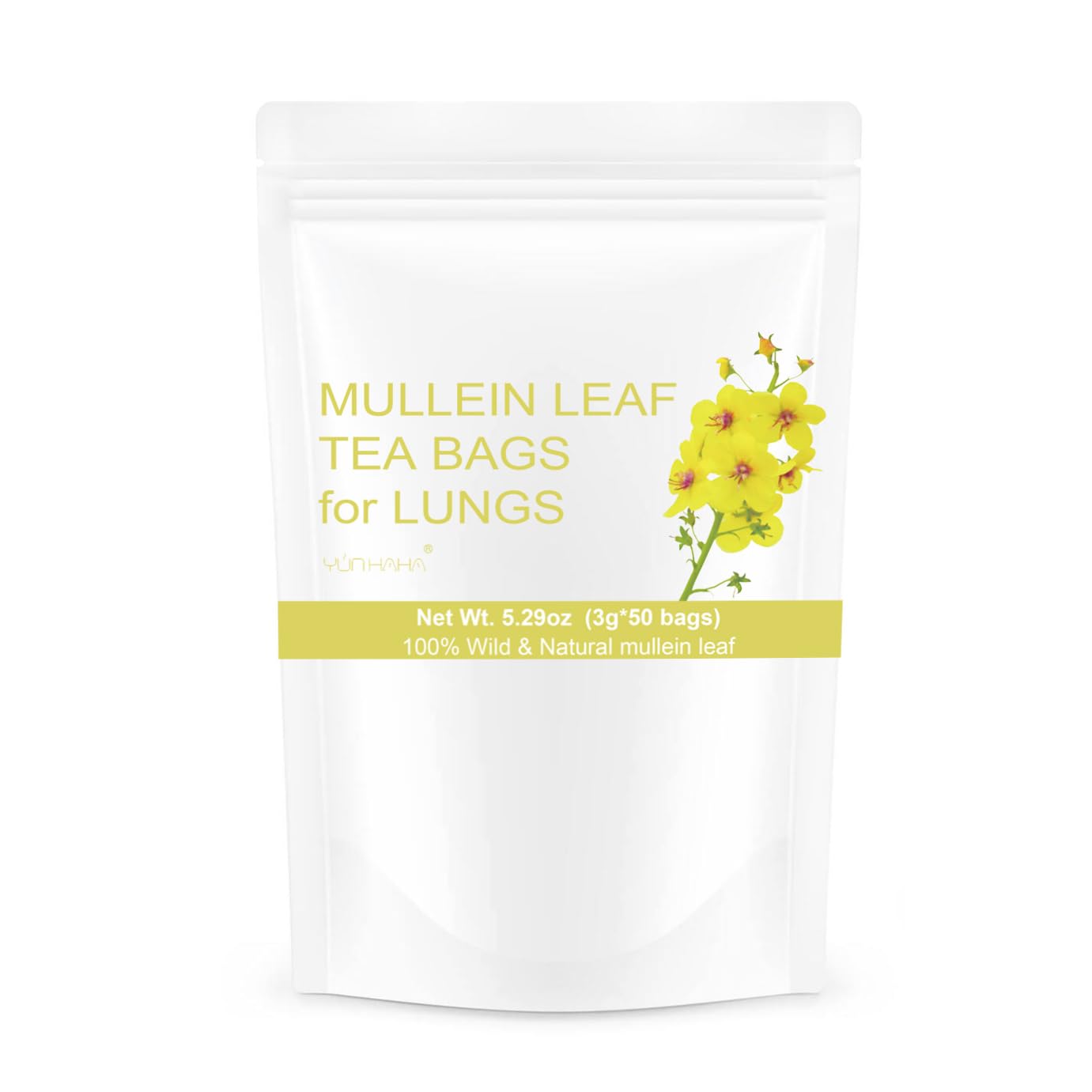 50 Bags Mullein Leaf Tea for Lungs Cleanse Detox, Natural Dried Herbal ...