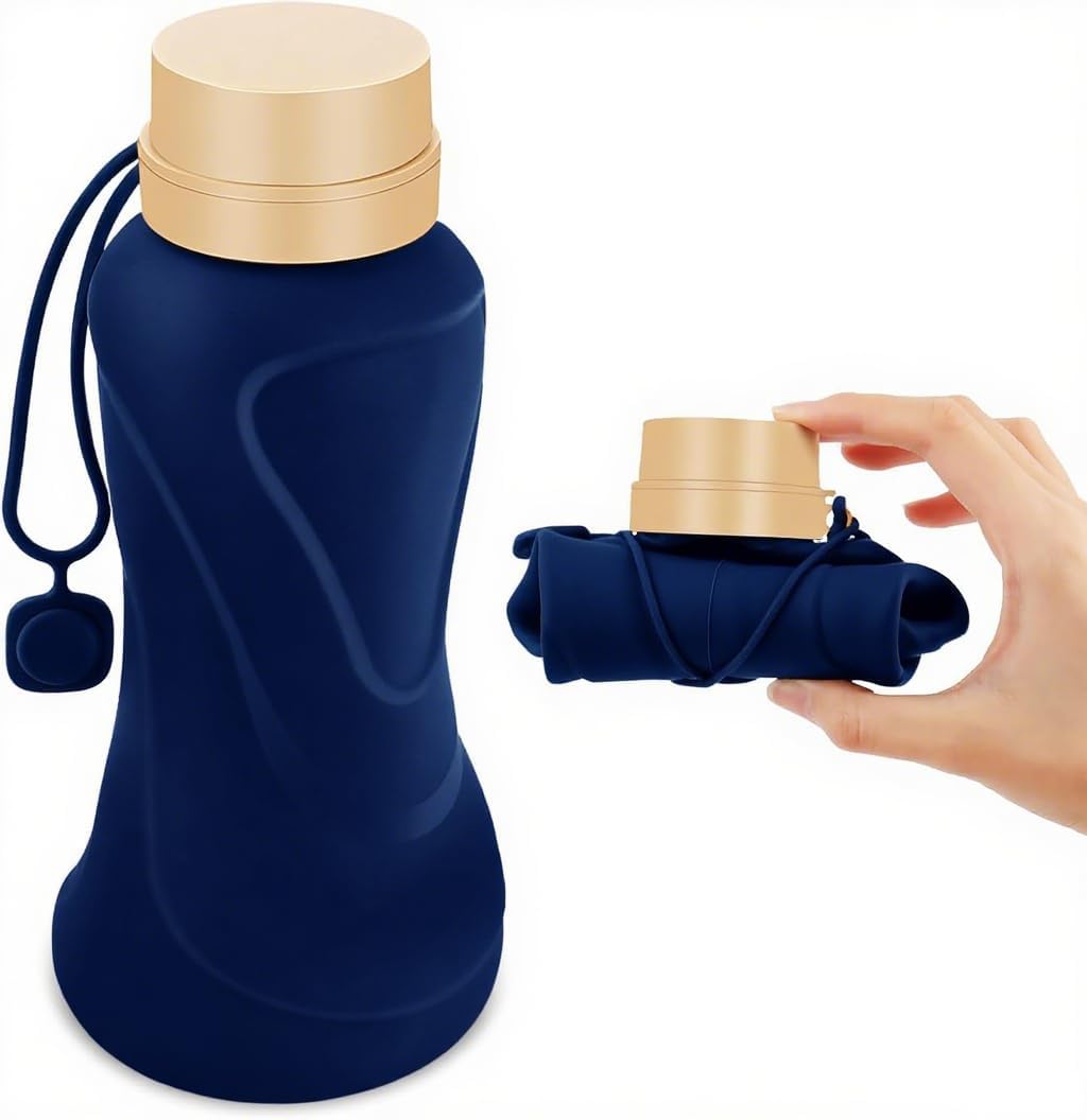 Amazon.com: Collapsible Water Bottles,650ml,Leak Proof,Reuseable BPA Free Silicone Foldable ...