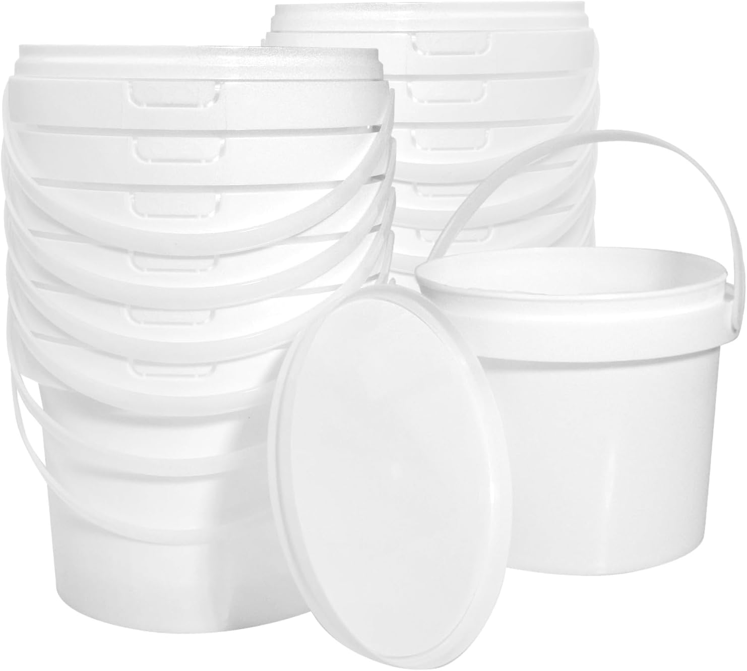 Amazon.com: SENONAPO 13 Pack 1.5 Quart White Plastic Bucket with Handle ...