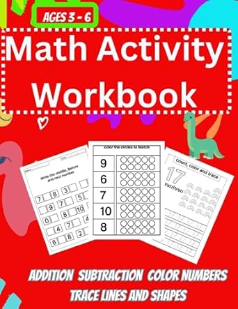 Math Activity Workbook, Line tracing, tracing shapes, writing numbers 1 ...