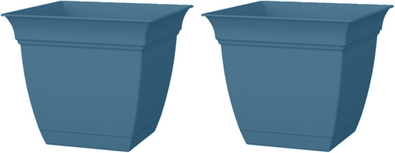 Amazon.com : HC Companies 12 Inch Eclipse Planter Indoor Outdoor Square Classic Pot w/Attached ...