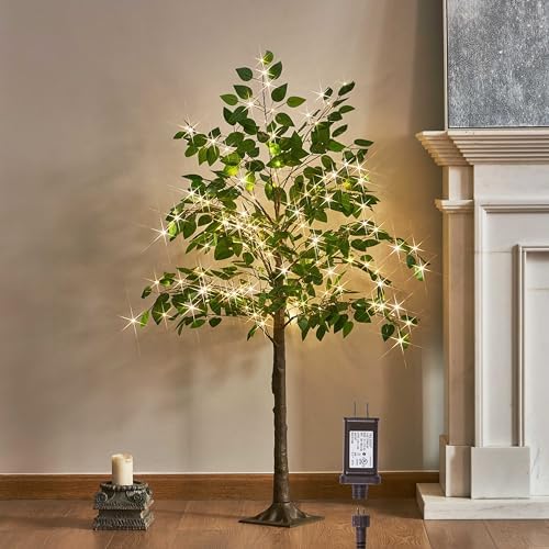 Amazon.com: LITBLOOM Artificial Ficus Tree with Lights 4FT 140 LED ...