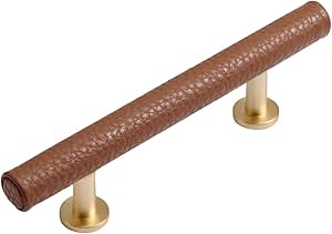 JIASENBAO Brown Leather Drawer Pulls 5 Pack 3" (76mm) Hole Center Leather Dresser knobs Pulls ...