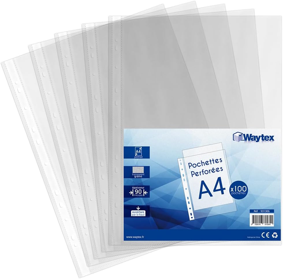 Heavy Duty 100 Extra Strong A4 Punched Pockets Filing Glass Crystal ...