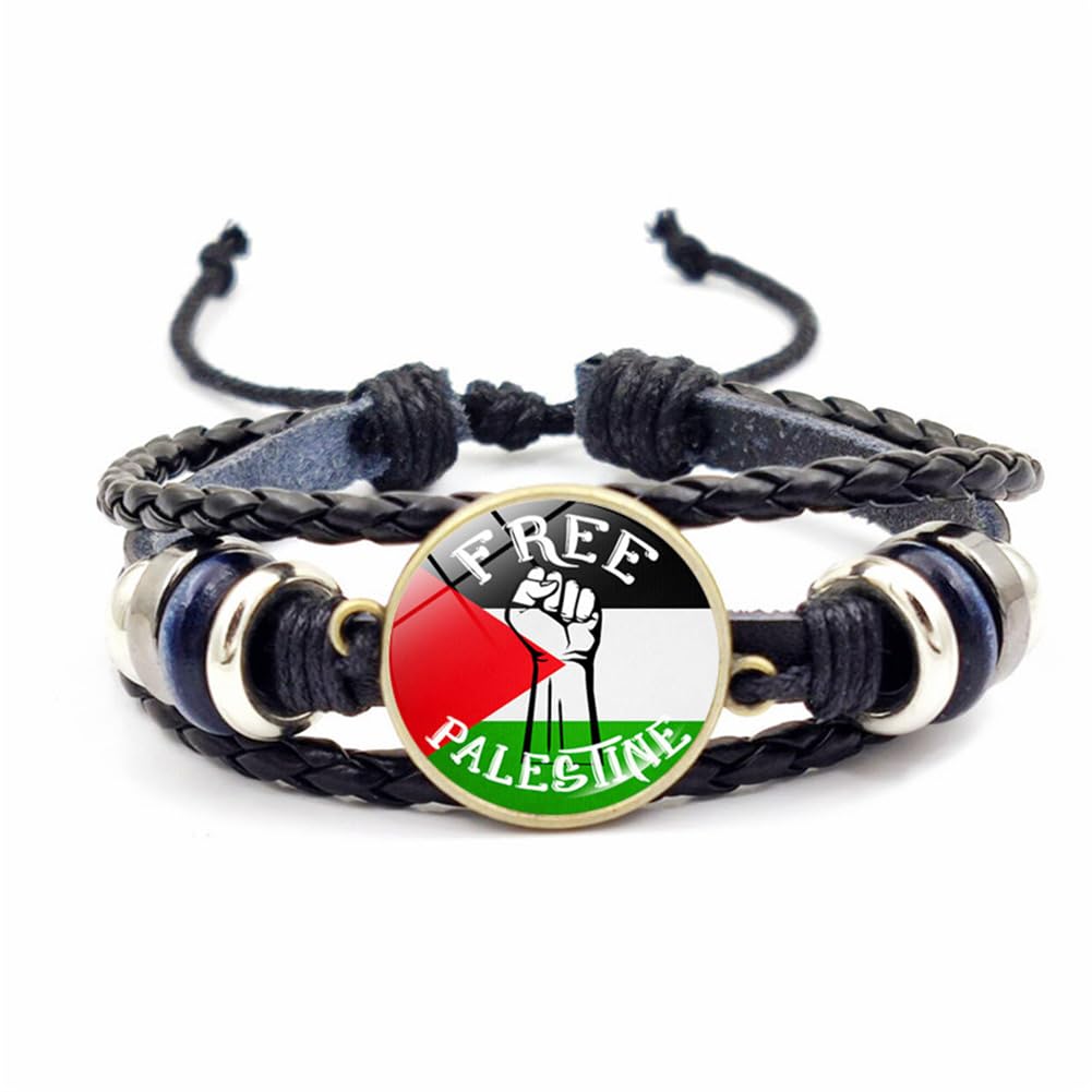Amazon.com: Free Palestine Bracelet Adjust Braided Leather Palestine ...