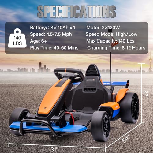 Snapklik.com : 24V Electric Go Kart For Kids, Licensed McLaren Go Carts ...