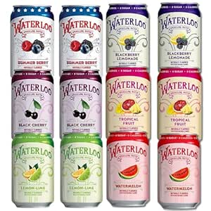 Amazon.com: Waterloo Sparkling Water Variety Pack - 12 Pack Sugar Free Flavored Drinks Sparkling ...