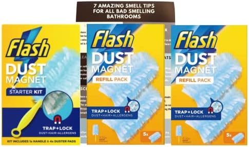 Flash Duster Dust Magnet Starter Kit (1 Handle + 4 Refills) and Flash ...
