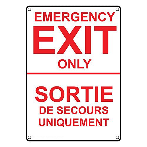Weatherproof Plastic Vertical Emergency Exit Only [ English & French ...