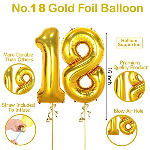 Party Propz Golden 18 Balloon For Birthday - Set of 1 Pc (16 inch) Gold ...