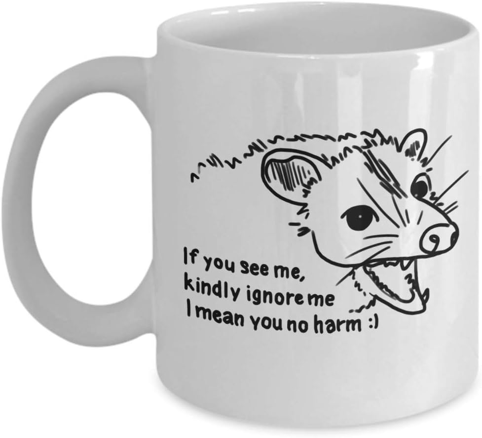 Amazon.com: Possum Opossum - 11 Oz White Ceramic Glossy Mug With Large ...