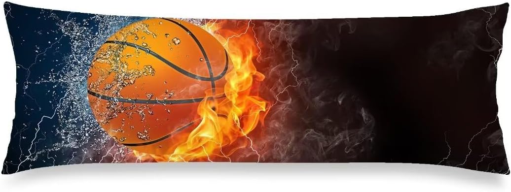 Amazon.com: KENADVI Basketball Body Pillow Cover,Sport Ball on Fire and ...