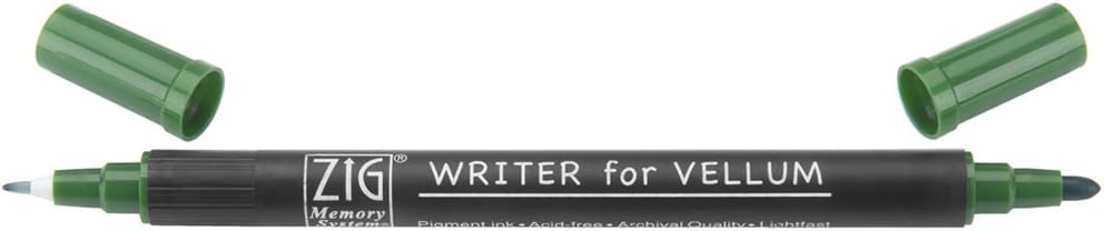Amazon.com: Zig Memory System Dual Tip Vellum Writer Marker, Green