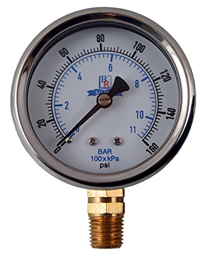 Blue Ribbon BR201D-602CF Stainless Steel Pressure Gauge, 316SS Case ...