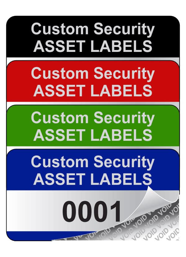 500 Personalised Custom Security Asset Tag Labels - 38mm x 20mm ...