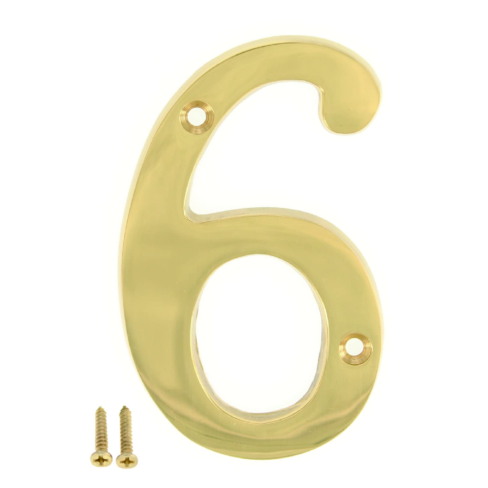 Amazon.com: ZW Hardware A300 4 Inch Bright Brass House Number 6 : Tools ...