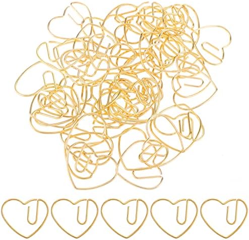 Amazon.com : 50 Pcs Heart Paper Clips Gold Paper Clips Love Heart ...