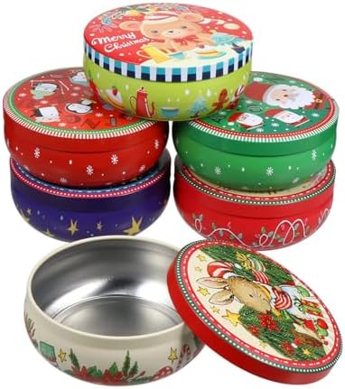 Amazon.com: Landhoow 6 Pieces Christmas Cookie Tins with Lids Metal ...