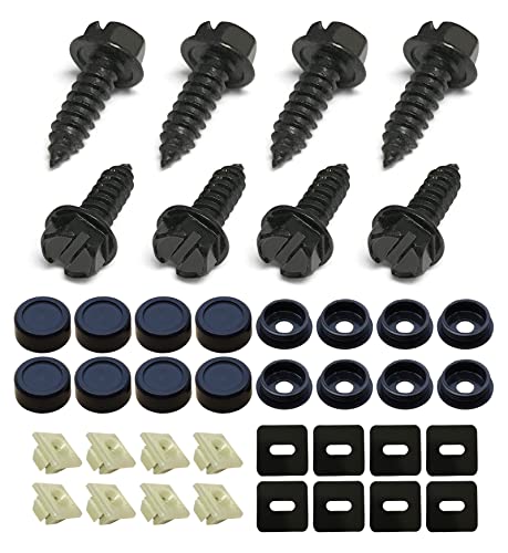 Snapklik.com : License Plate Screw Fastener Kit - Black, Complete ...
