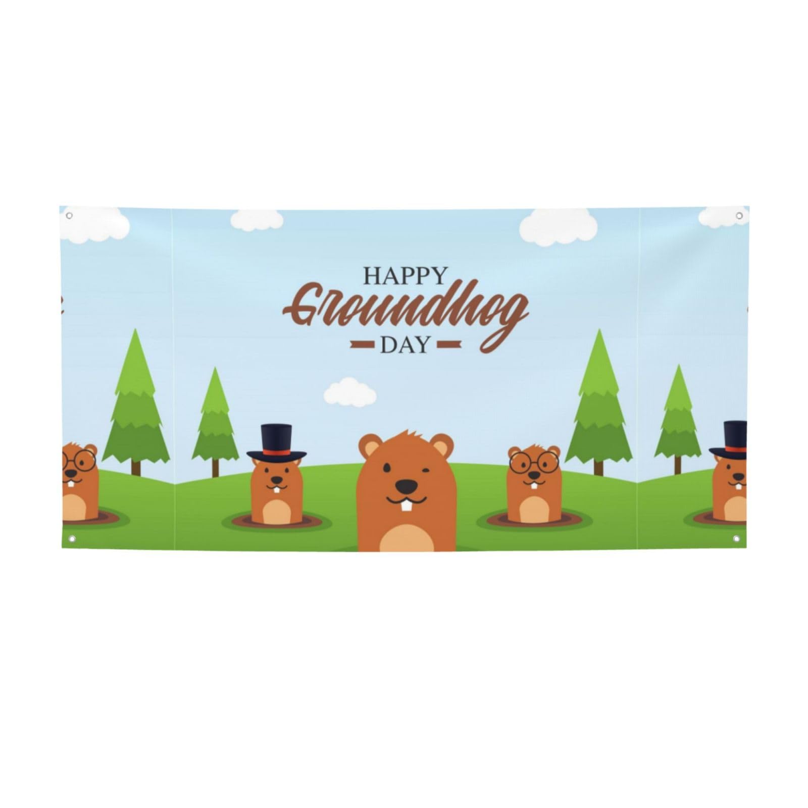 Amazon.com : Happy Groundhog Day Banner Backdrop Holiday Sign Wall ...