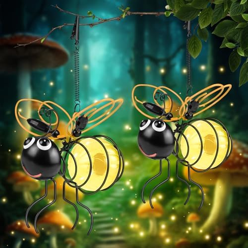 Amazon.com : Solar Hanging Bees Lights 2 Packs - Cute Solar Insect ...