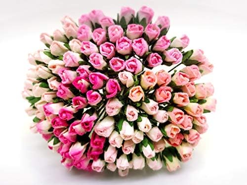 Amazon.com: 100 Pieces Handmade Artificial Pink Color Mini Roses for ...