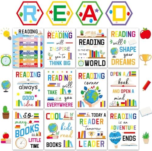 Amazon.com: gisgfim Colorful Reading Posters for Classroom Reading ...